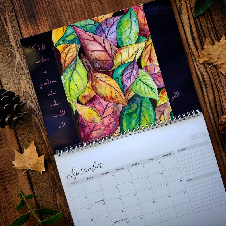 2026 Wall Calendar With Holidays and Original Watercolor Art and Poetry ...