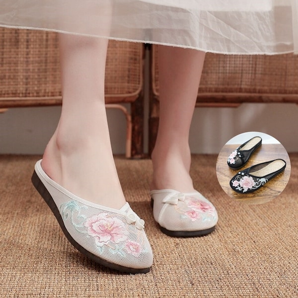 Embroidered Slippers - Etsy