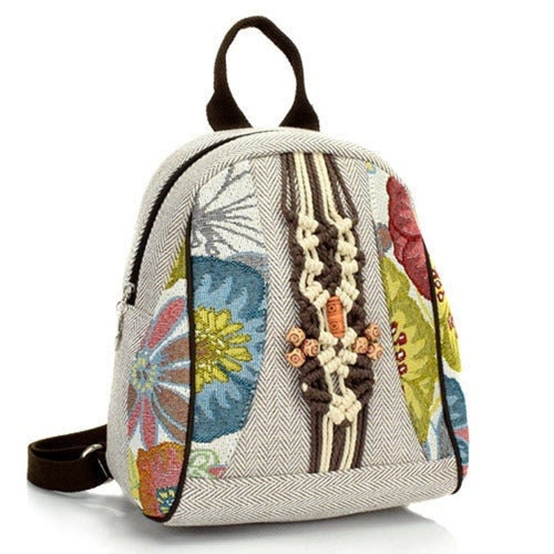 Bohemian Floral Embroidered Canvas Backpack Thick Canvas - Etsy