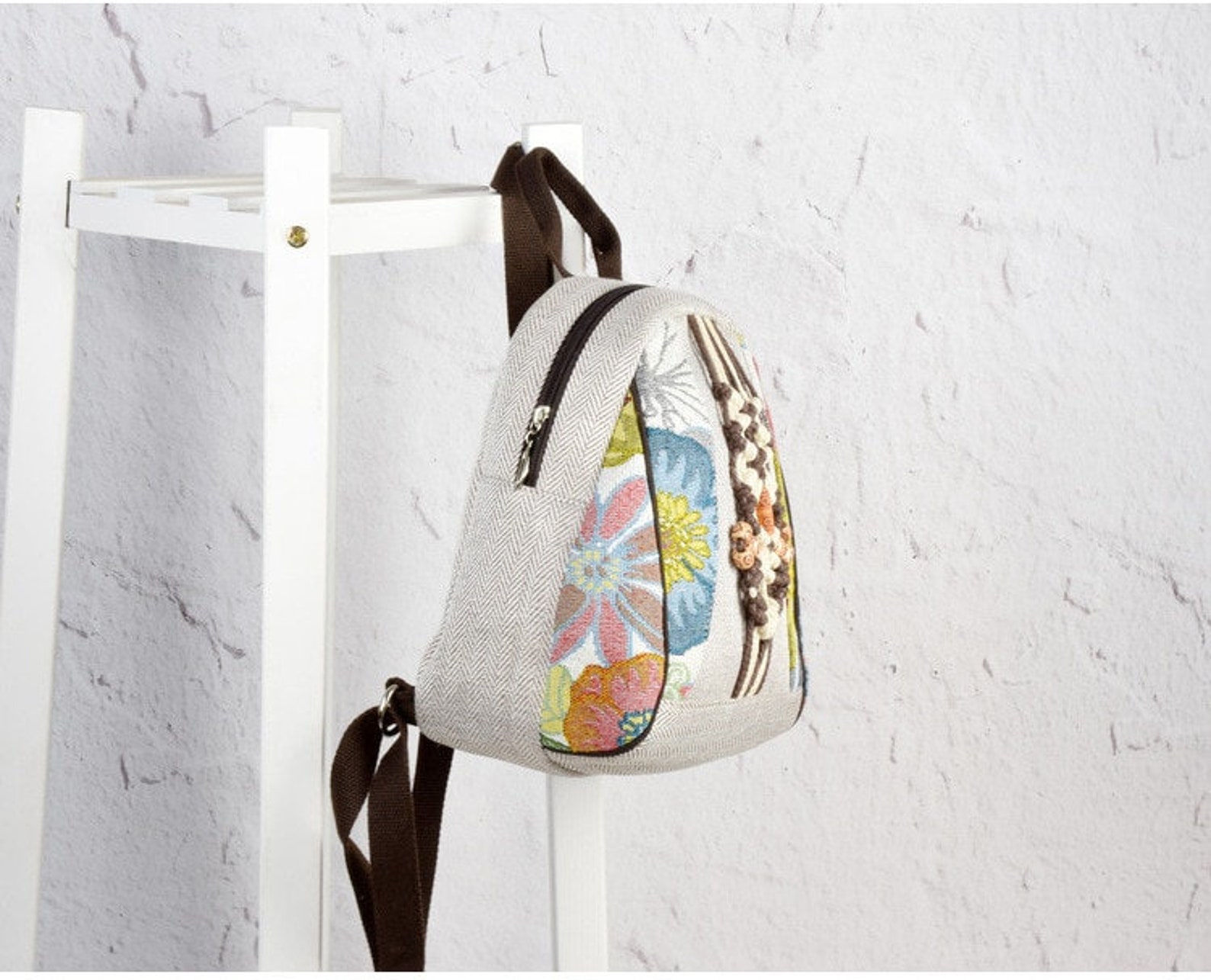 Bohemian Floral Embroidered Canvas Backpack Thick Canvas - Etsy