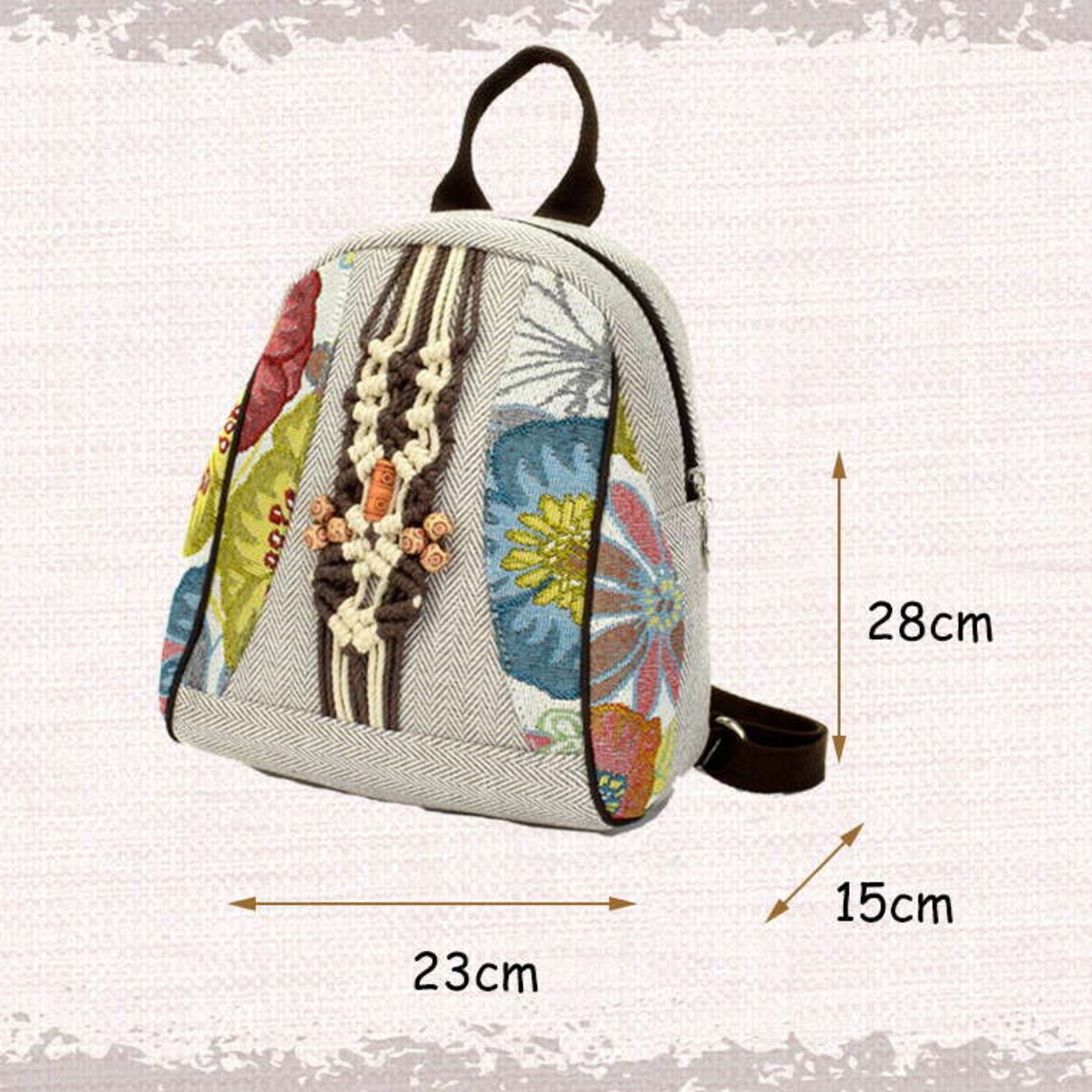 Bohemian Floral Embroidered Canvas Backpack Thick Canvas - Etsy