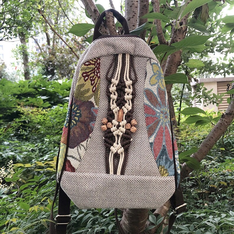 Bohemian Floral Embroidered Canvas Backpack Thick Canvas - Etsy