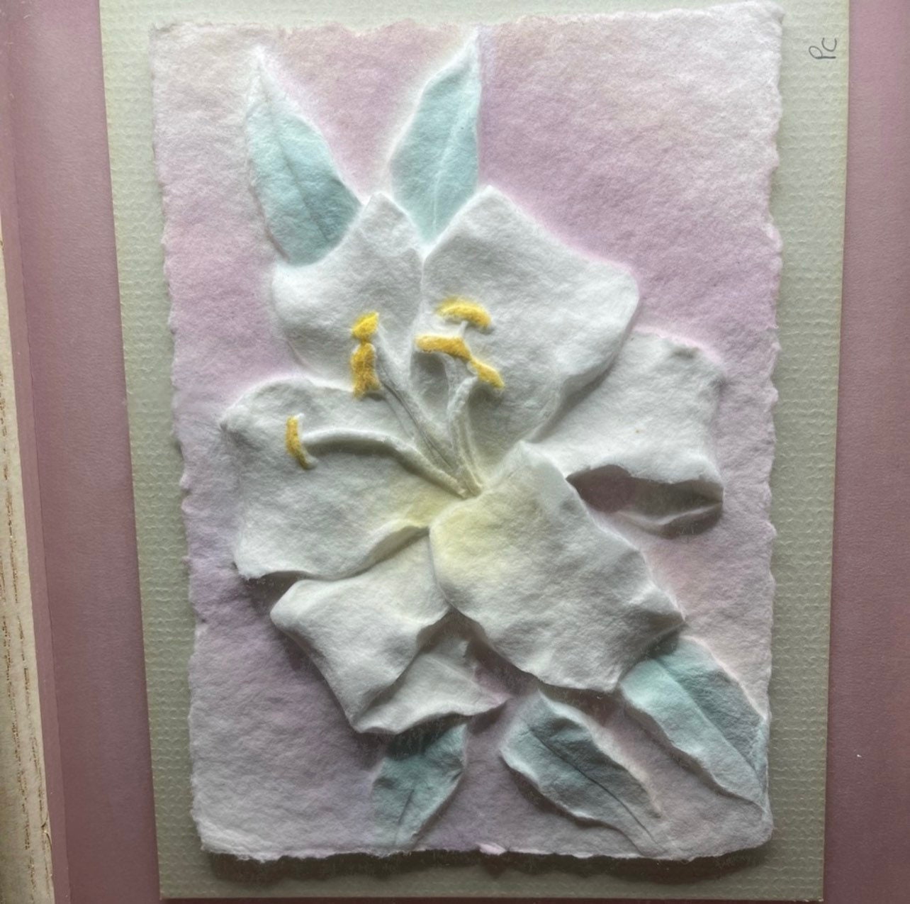 Vintage 1990 Figi Graphics Hand Cast Paper Wall Art 3D Pastel Lily ...