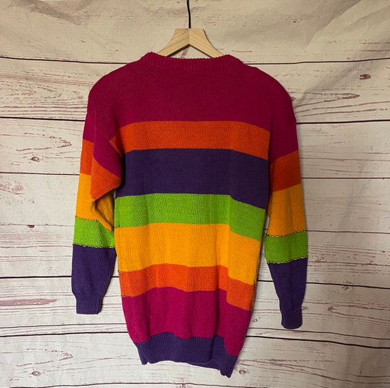 Vintage 1980s Arlando Embellished Rainbow Sweater Siz… - Gem