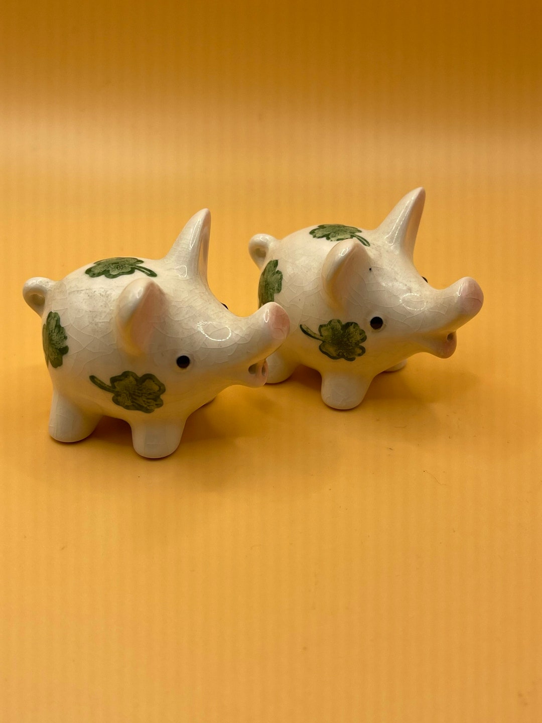 Vintage Small Irish Shamrock Pig Salt and Pepper Shakers Set - Etsy