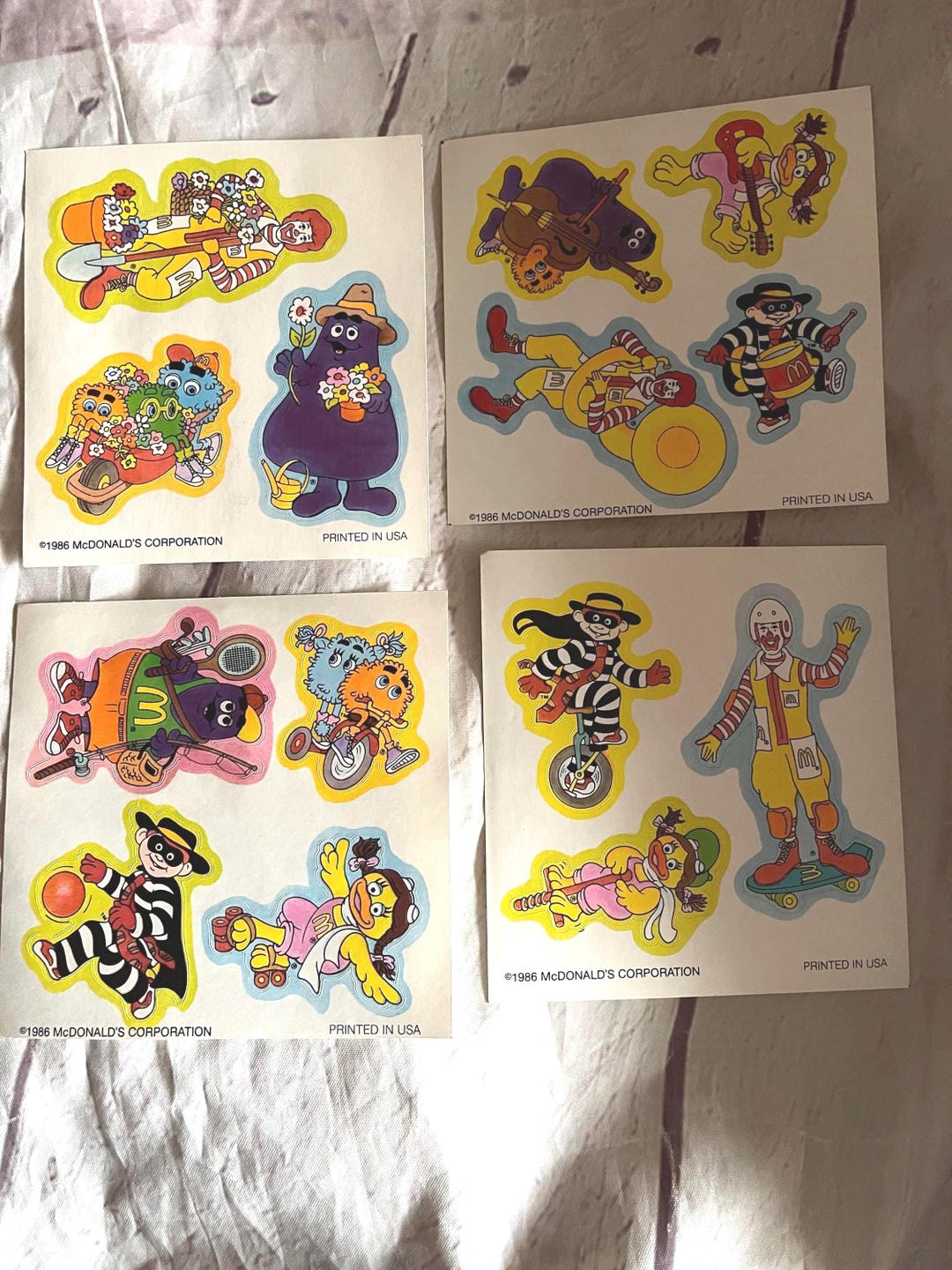 Vintage 1986 Mcdonald’s Happy Meal Sticker Sheets Set of 4 Ronald ...