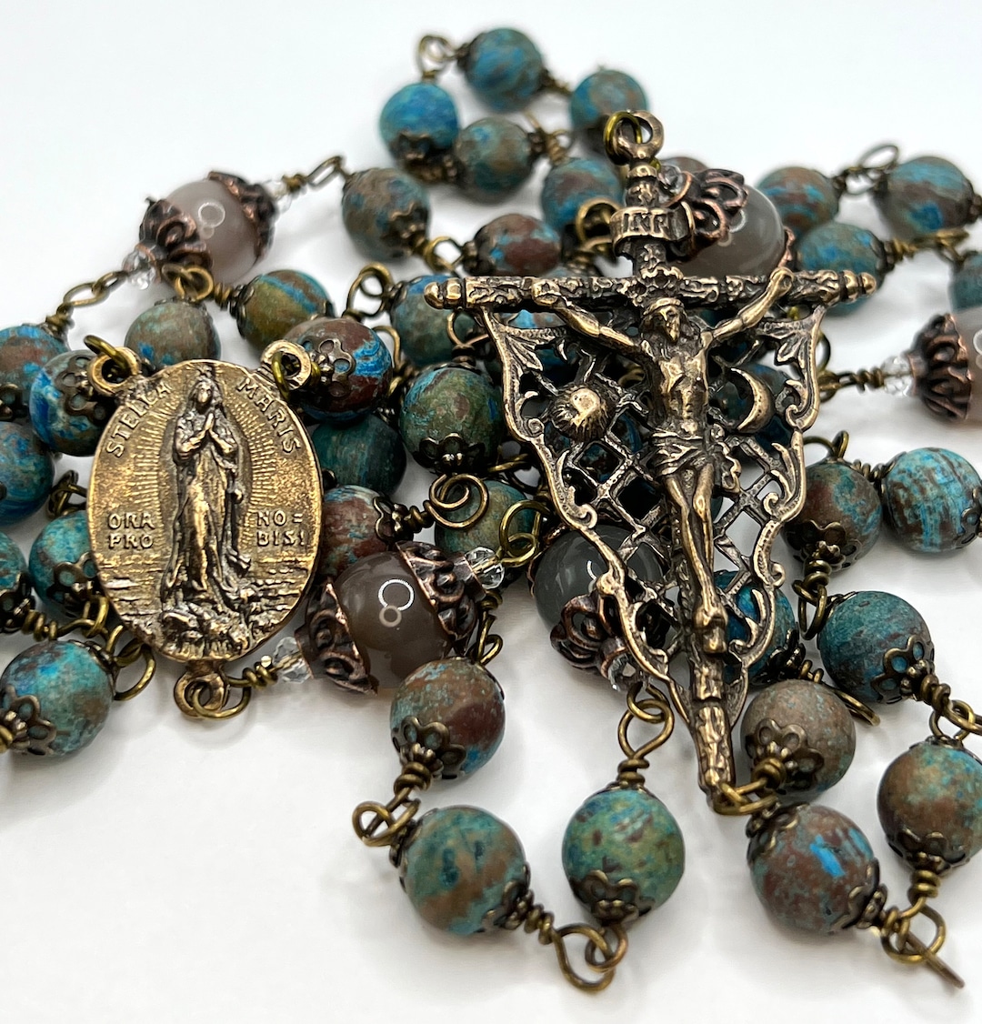 Stella Maris Heirloom Wire Wrapped Catholic Rosary of True Solid Bronze ...