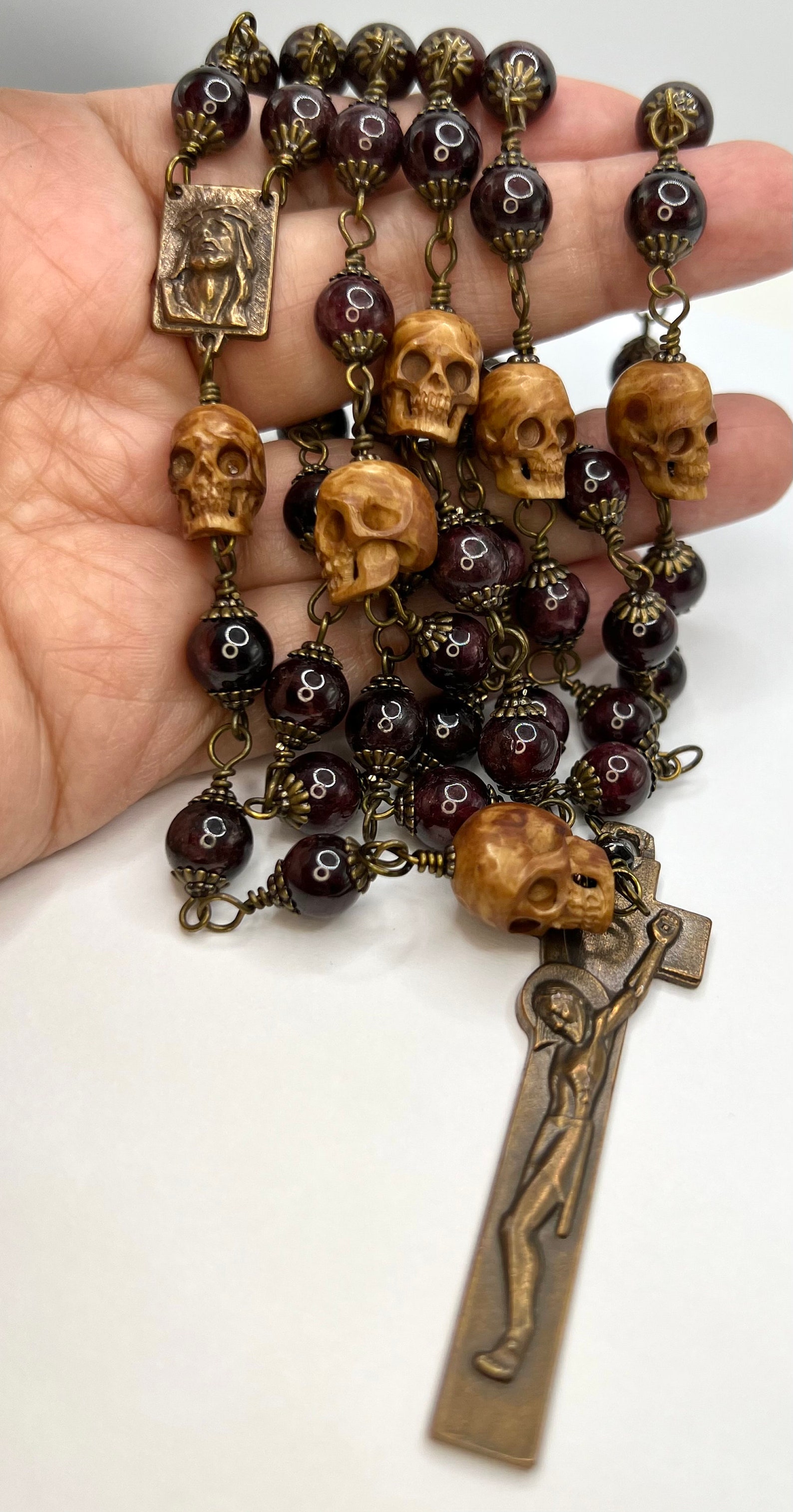 Memento Mori | Garnet | Handmade | Solid Bronze | Vintage Replica ...