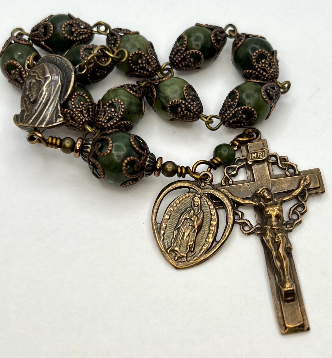 Sweet Mary Center With Crown of Thorns Crucifix | Jade | Vintage ...