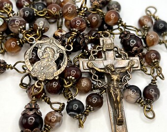 Virgin Mary With Child jesus Heirloom Wire Wrapped Catholic Rosary of ...