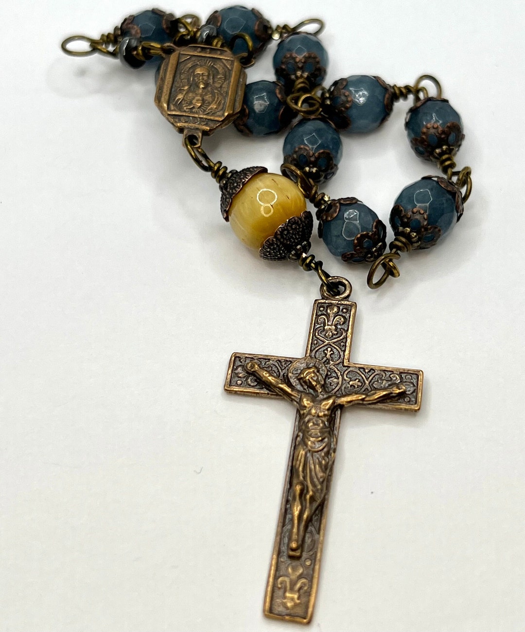 Jesus, Mary Deco | Jade | Handmade | Solid Bronze | Single Decade Wire ...