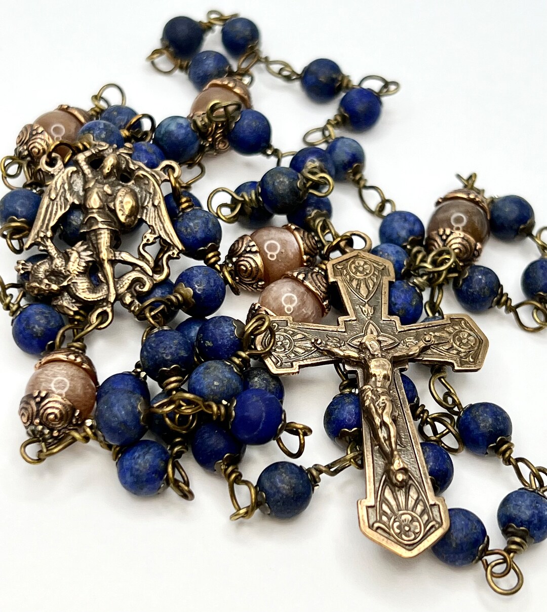 Saint Michael | Lapis | Handmade | Solid Bronze | Vintage Replica ...