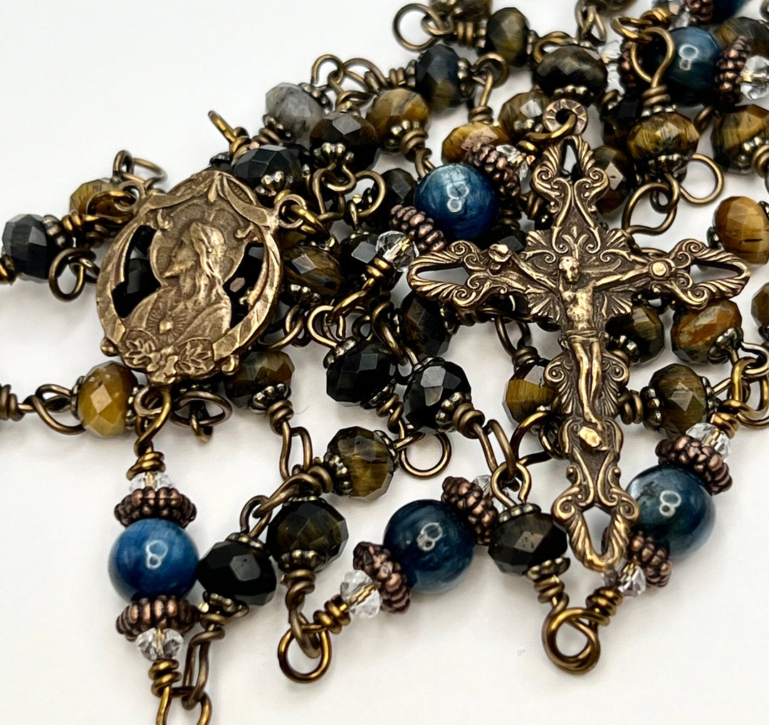 Jesus Heirloom Rosary Solid Bronze Wire Wrapped Catholic Rosary of ...