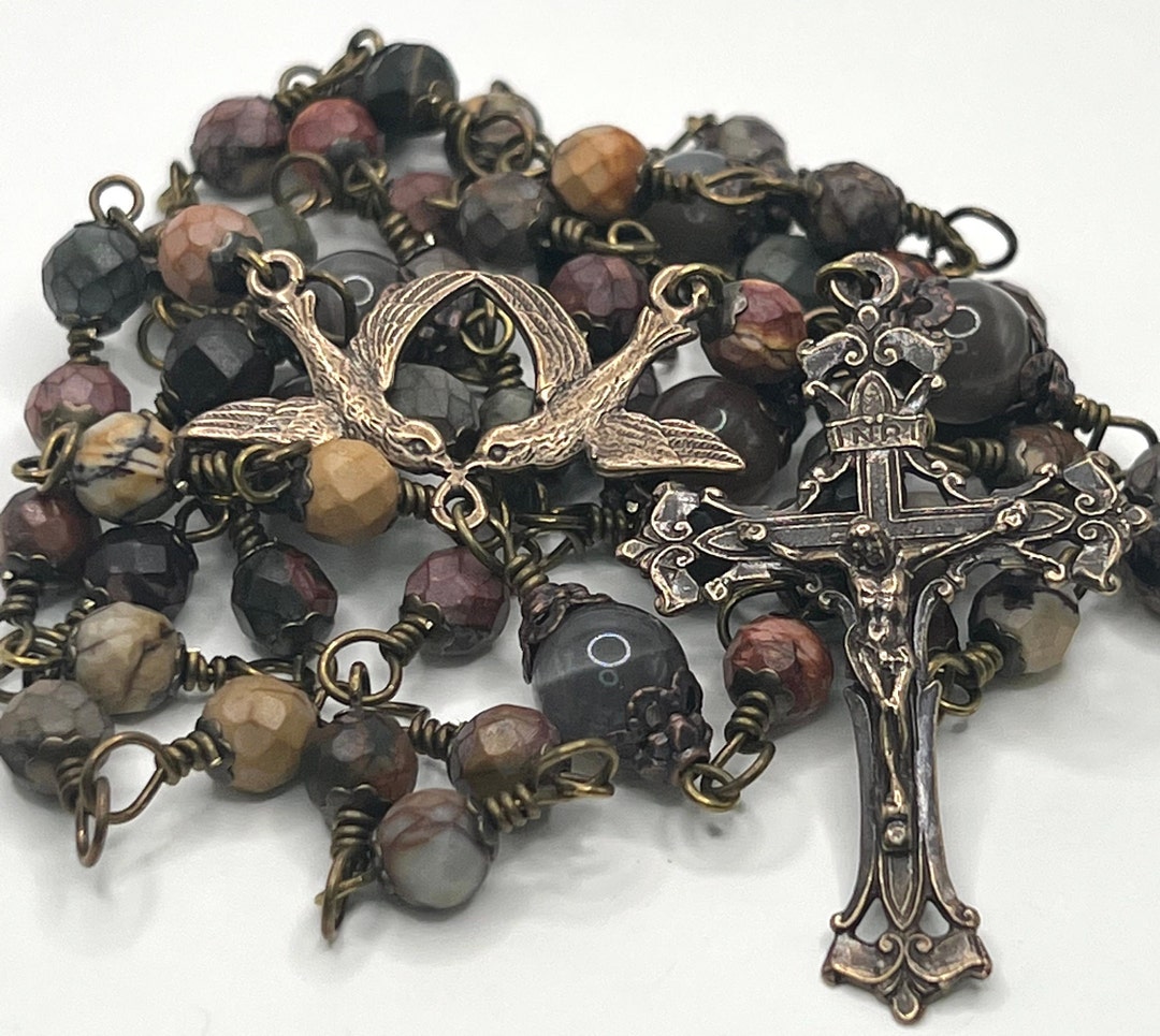Holy Spirit 2 Doves Heirloom Rosary Wire Wrapped Catholic Rosary of ...