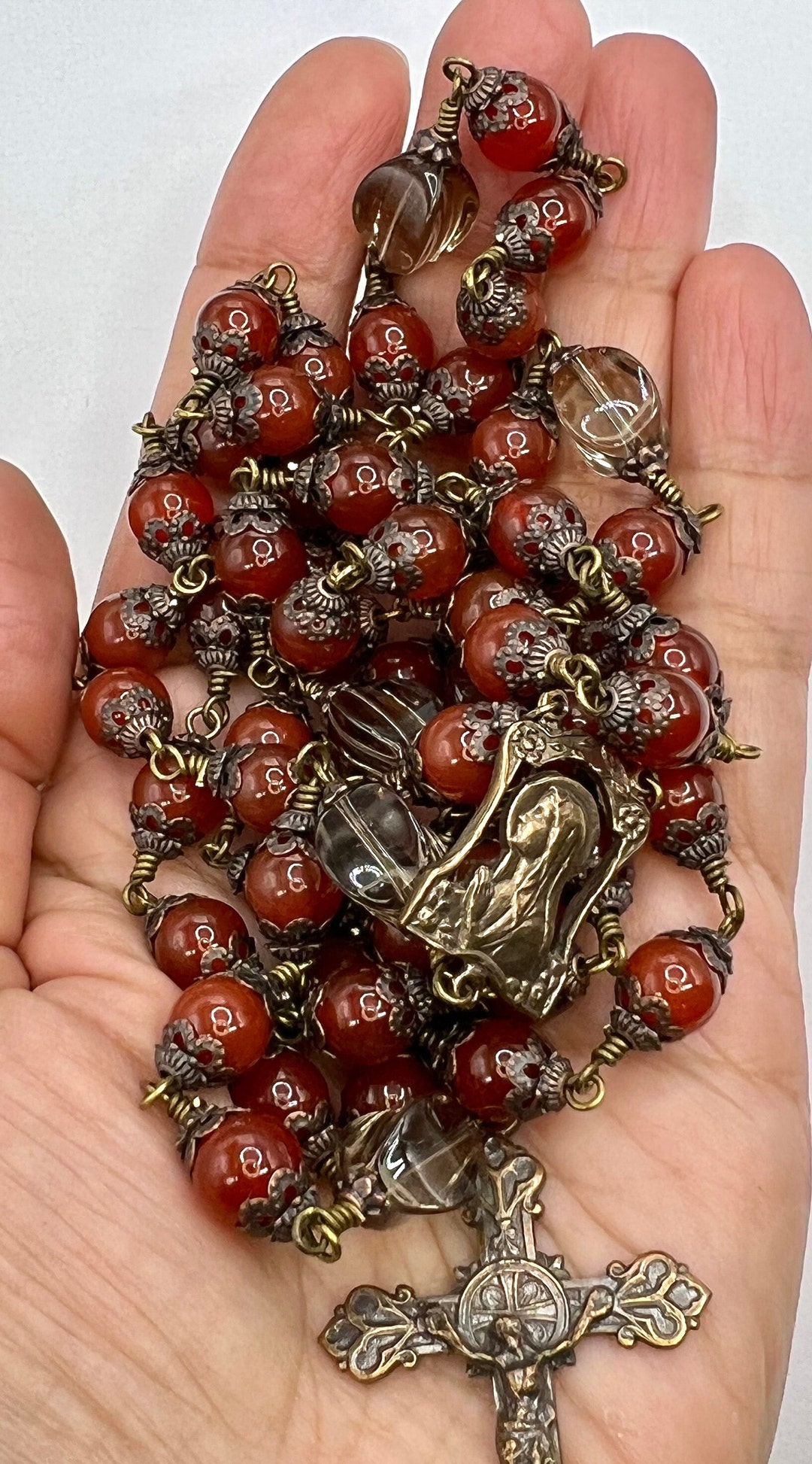 Virgin Mary Heirloom Rosary Wire Wrapped Catholic Rosary - Etsy