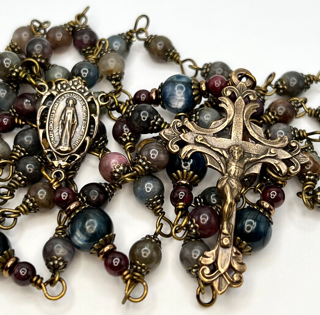 Miraculous Medal | Ruby Sapphire Kyanite | Handmade | Solid Bronze ...