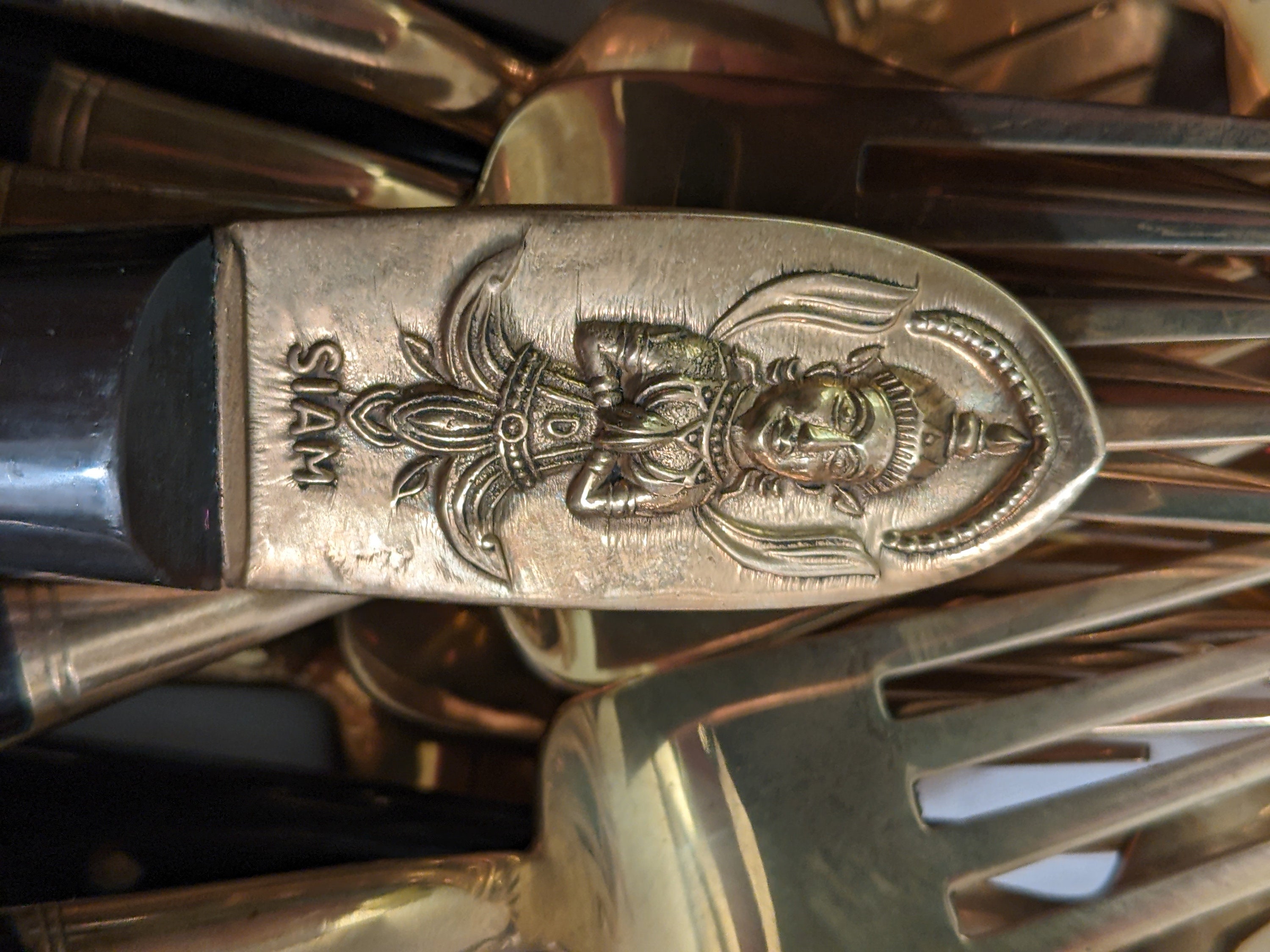 91 Piece Vintage Signed Siam Thailand Samran Flatware Brass With ...