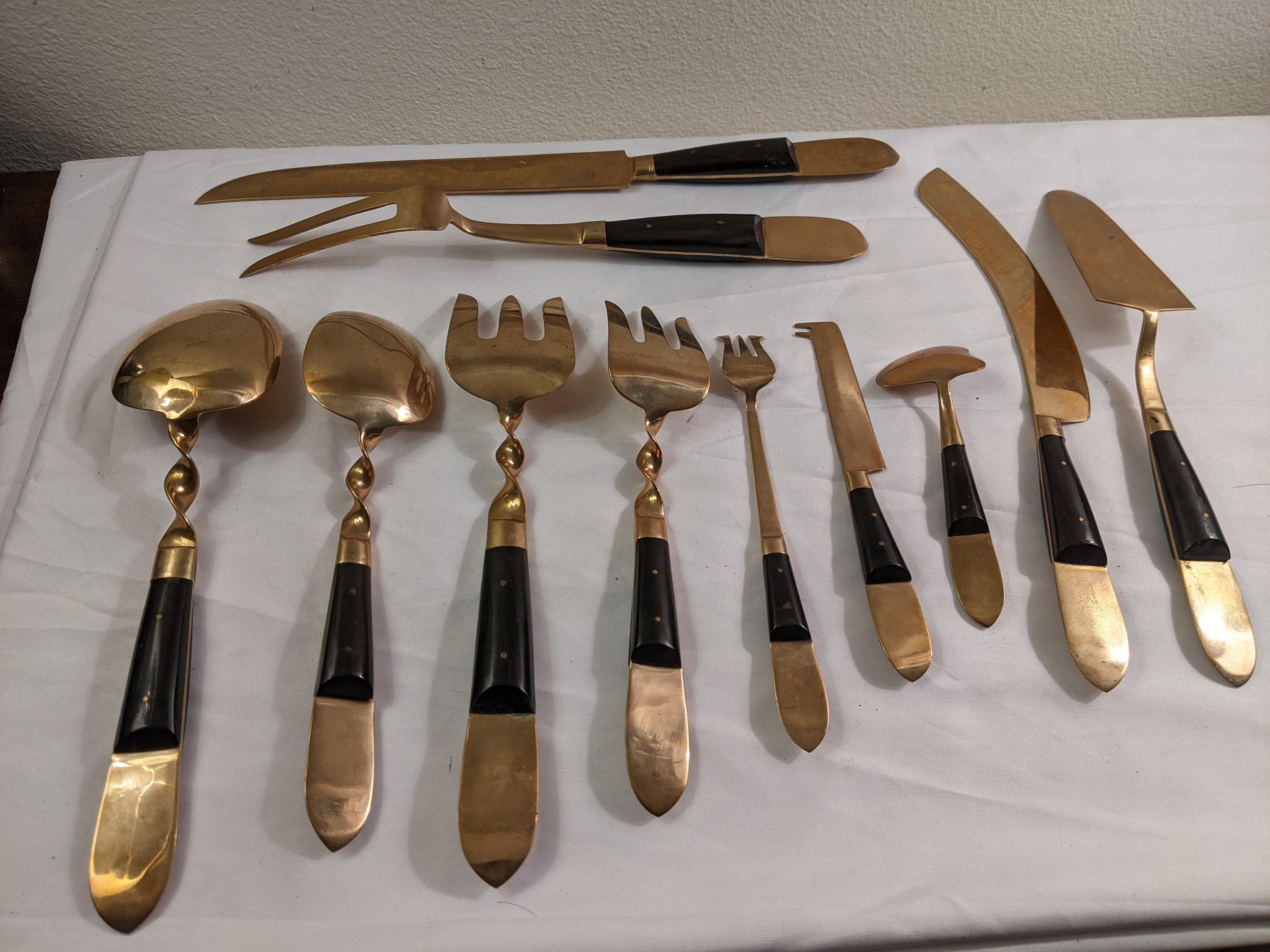 91 Piece Vintage Signed Siam Thailand Samran Flatware Brass With ...