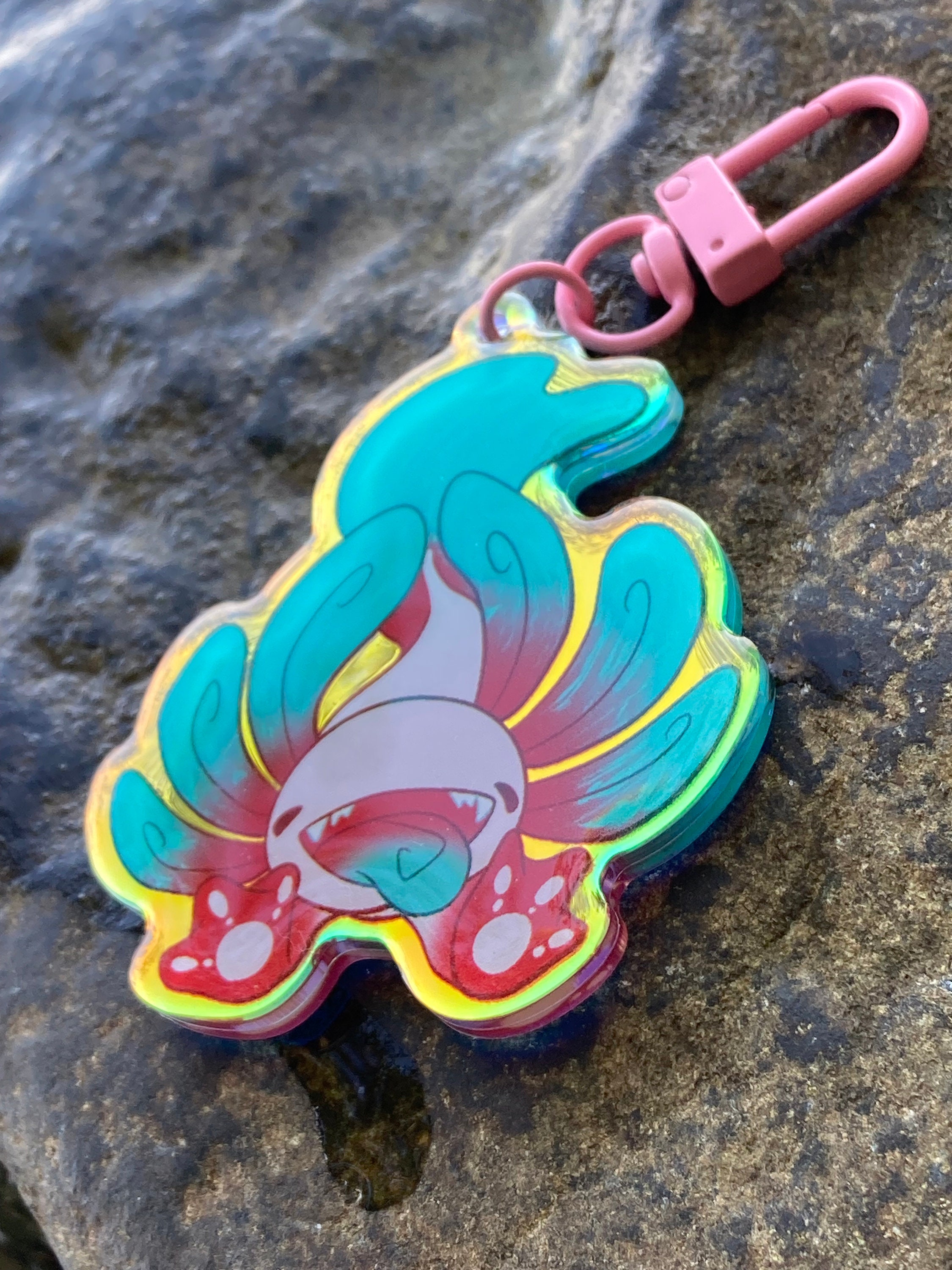 Rainbow Axolotl Keychain - Etsy