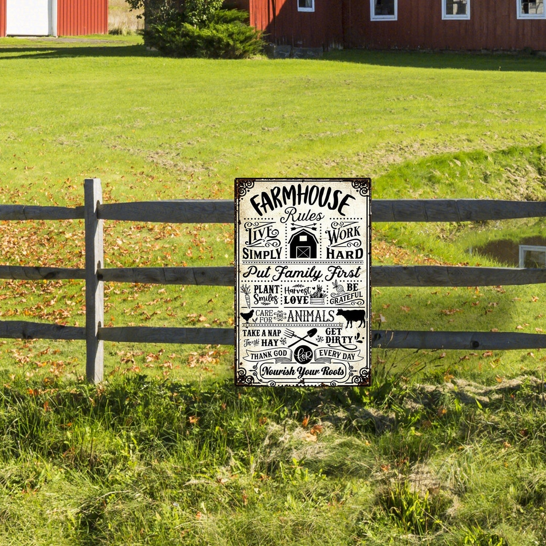 Farmhouse Rules Sign,chicken Coop Rules Sign,metal Sign,camping ...