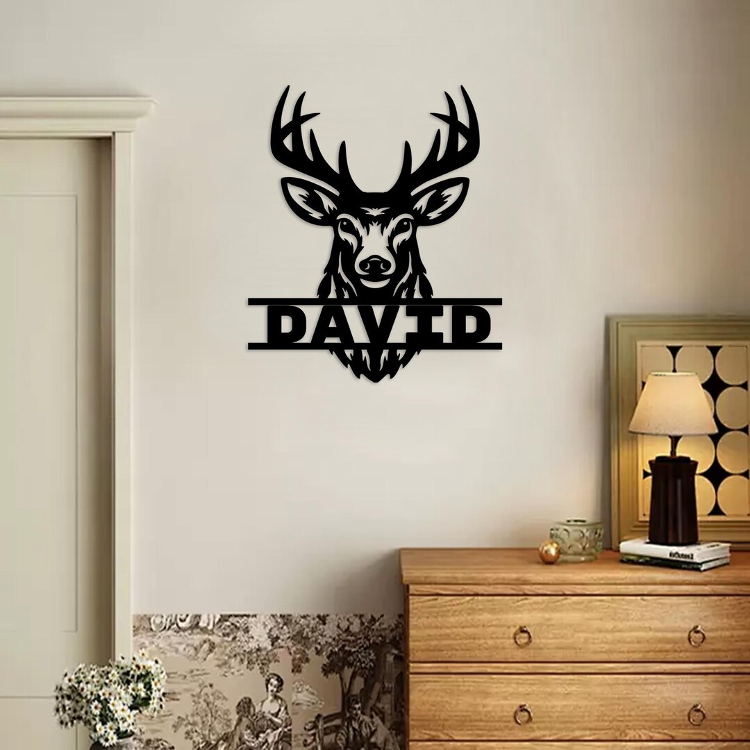 Personalized Deer Family Name Sign, Custom Metal Monogram,deer Head ...