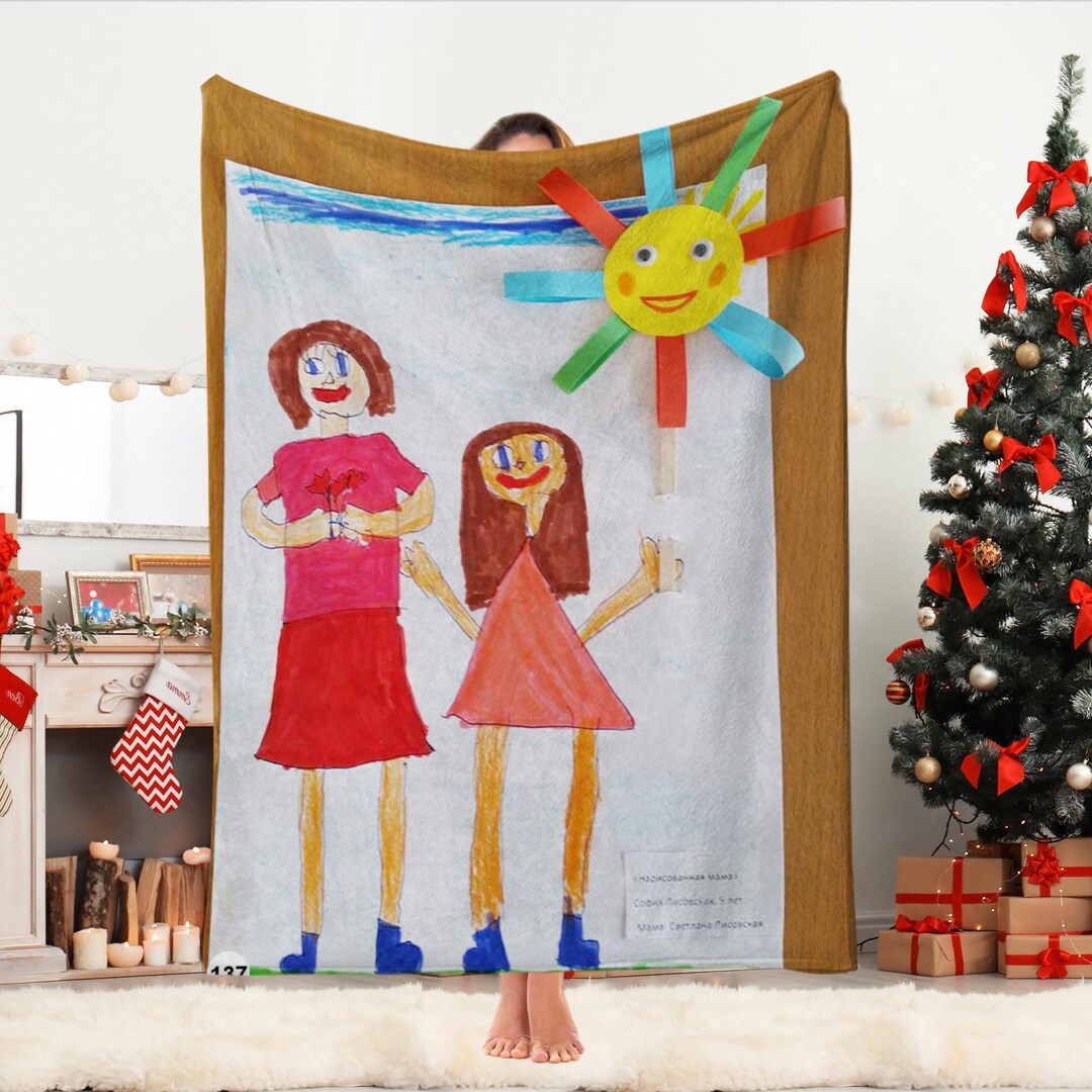 Custom Kids Drawing Blanket,blanket With Kid's Drawing,kids Blanket ...