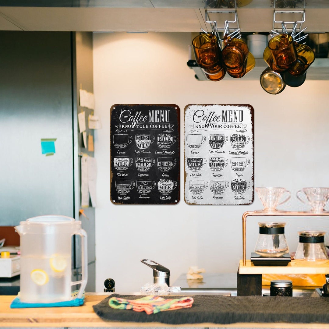 Know Your Coffee Sign, Coffee Menu Sign, Retro Metal Aluminum Tin ...