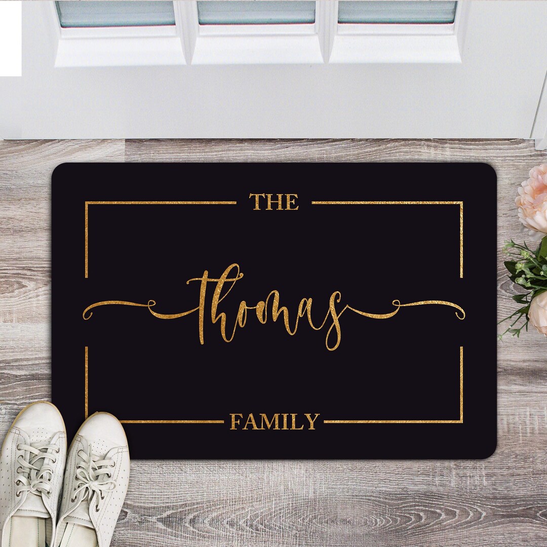 Black Doormat, Black Welcome Mat, Family Name Doormat, Custom Last Name ...