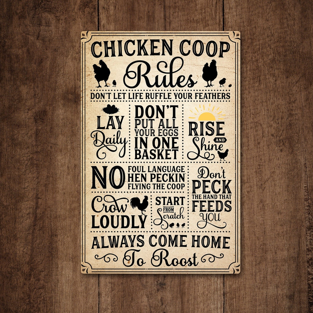 Chicken Coop Sign,chicken Coop Rules Sign,metal Chicken Coop Sign,metal ...