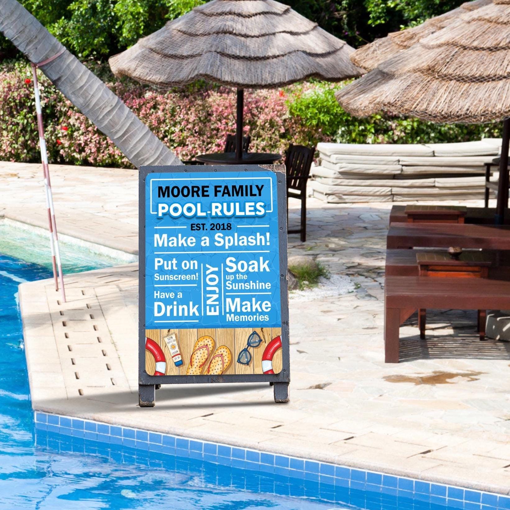 Personalized Pool Rules Sign,funny Swimming Decor, Pool Bar Outdoor ...