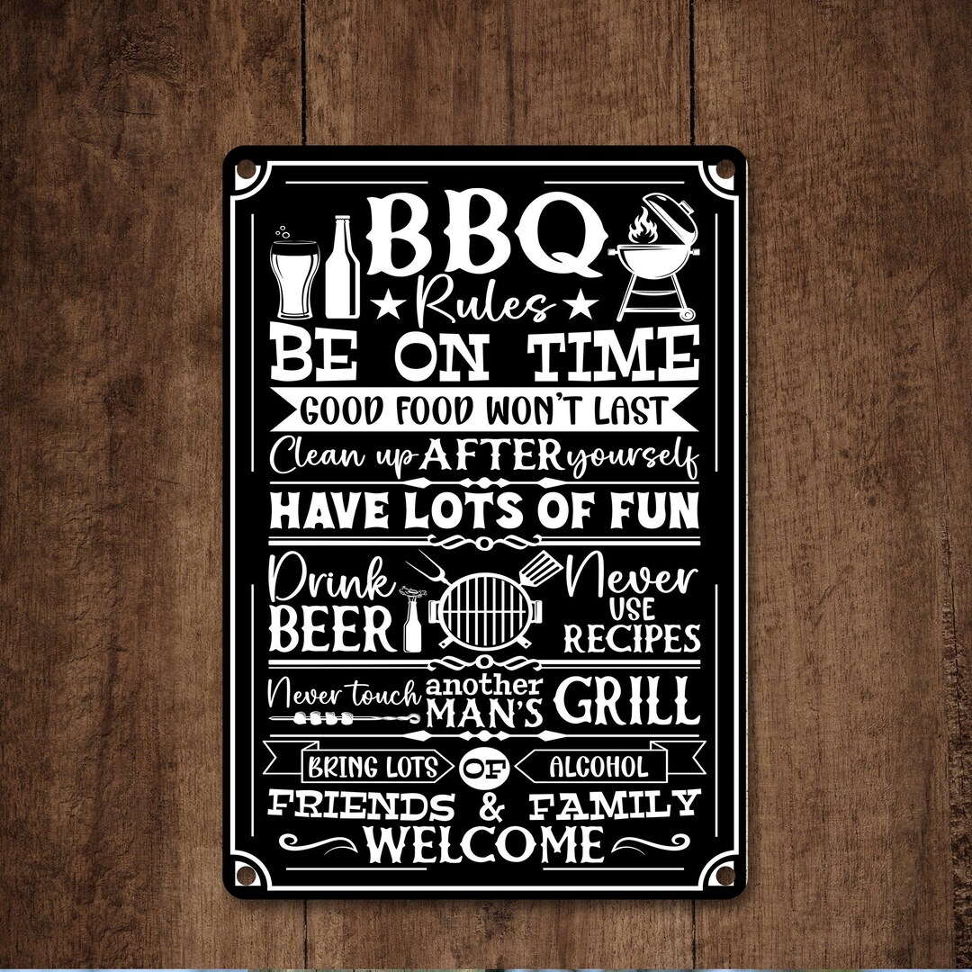 BBQ Rules Sign,metal Sign,camping Aluminum Sign,barbeque Sign ...