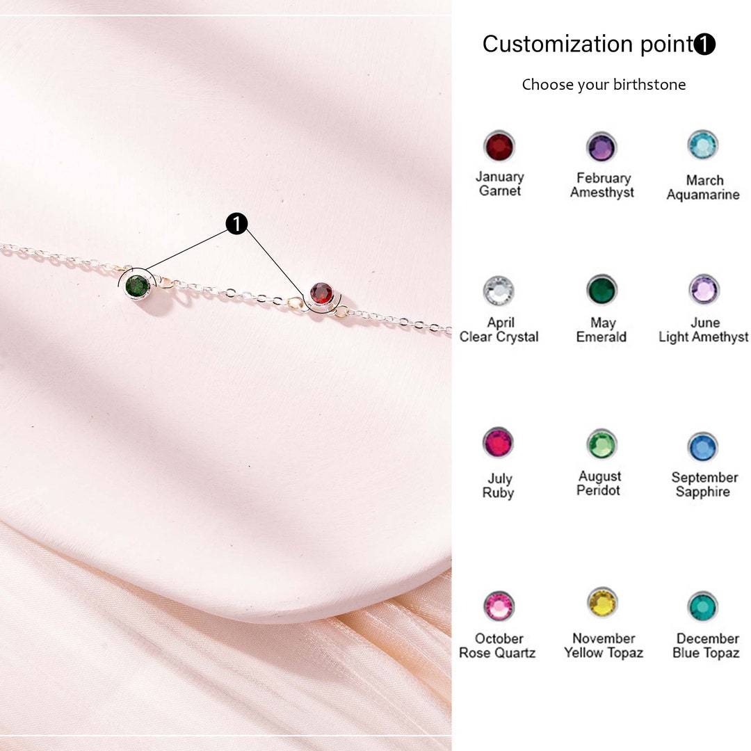 Personalized Birthstone Necklace Birthstone Jewellery Multiple ...
