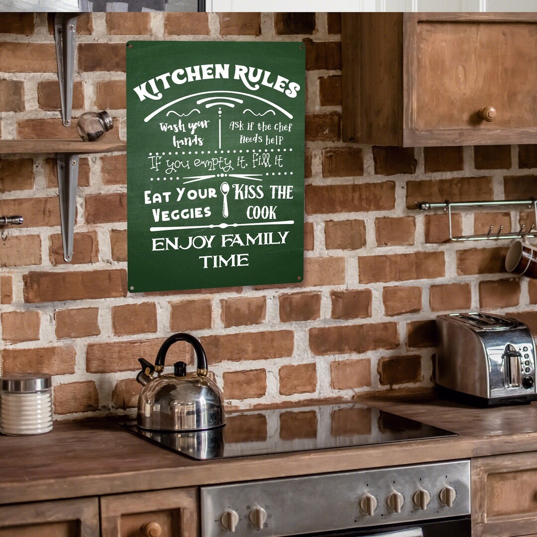 Kitchen Rules Sign Wash Hands Kiss Chef Please Thank You Enjoy Food ...