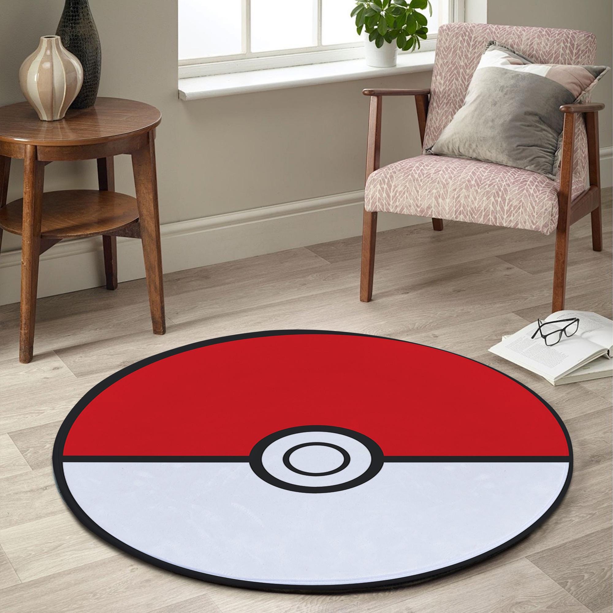 Pokeball Rug, Poke Ball Round Rug, Anime Pokeball Decor, Pokeball ...