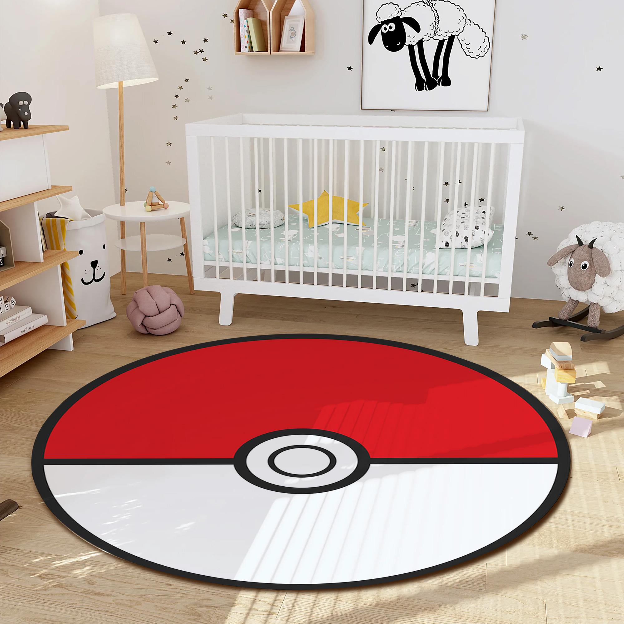 Pokeball Rug, Poke Ball Round Rug, Anime Pokeball Decor, Pokeball ...