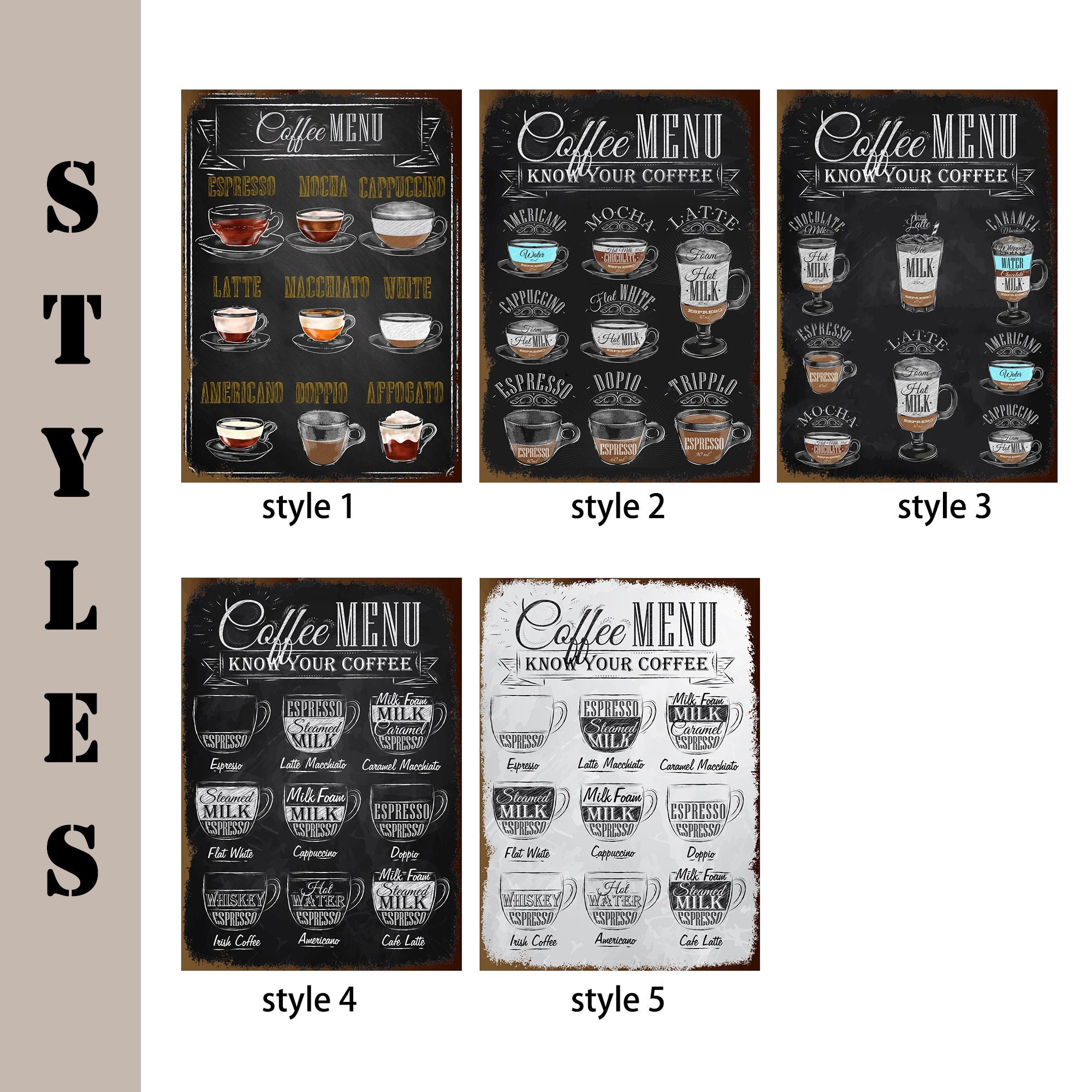 Know Your Coffee Sign, Coffee Menu Sign, Retro Metal Aluminum Tin ...