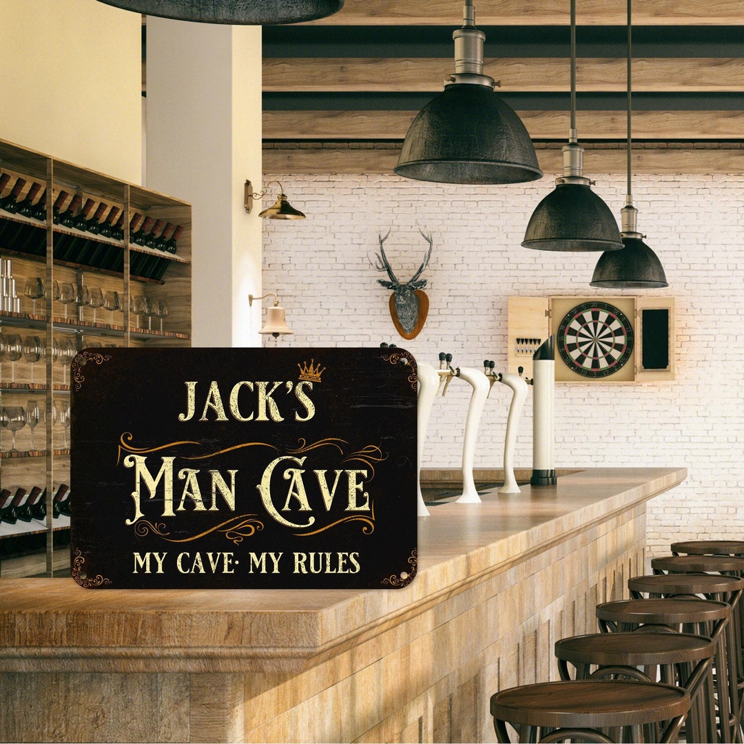 Custom Man Cave Sign, My Cave My Rules Sign, Personalized Signs, Man ...