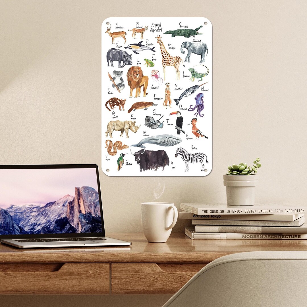Alphabet Metal Sign,baby Animal Alphabet Poster,alphabet Poster Metal ...