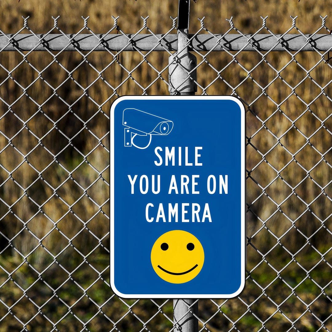 Smile You're on Camera Sign, You're on Camera Sign, Metal Caution Sign ...