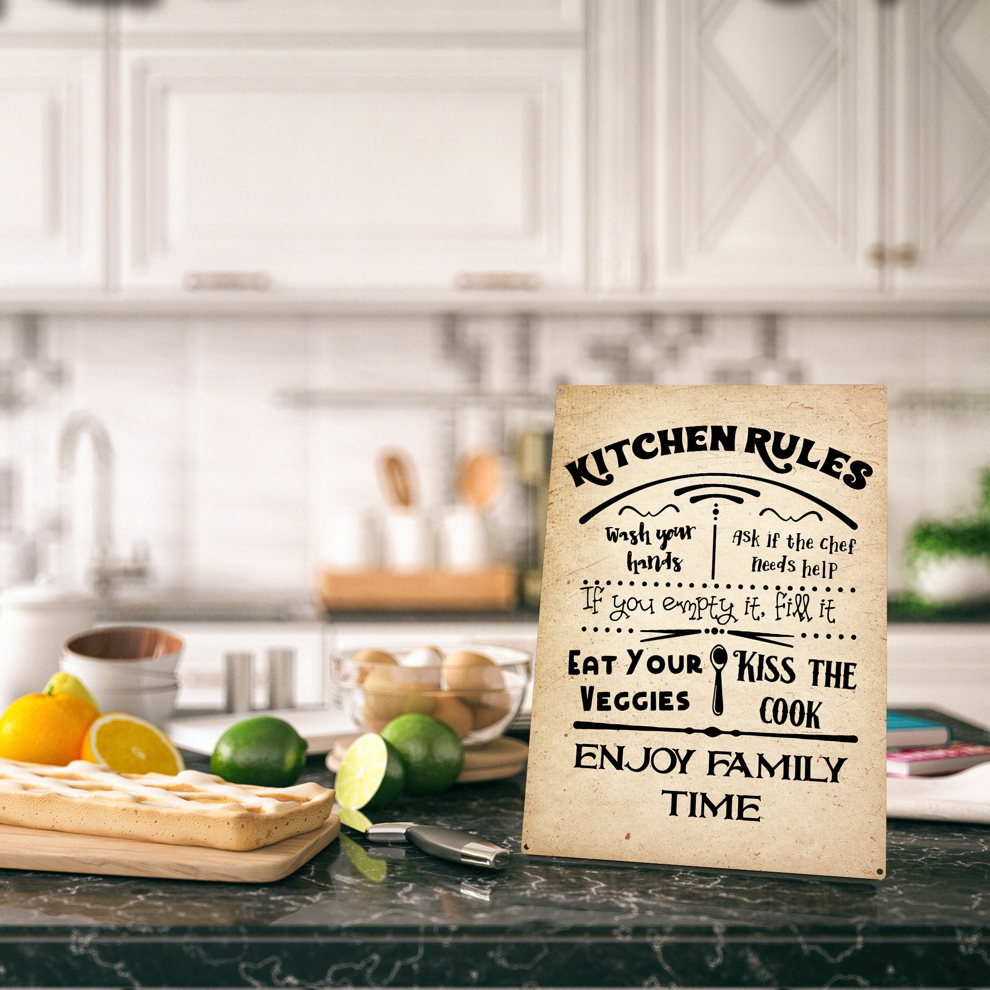 Kitchen Rules Sign Wash Hands Kiss Chef Please Thank You Enjoy Food ...