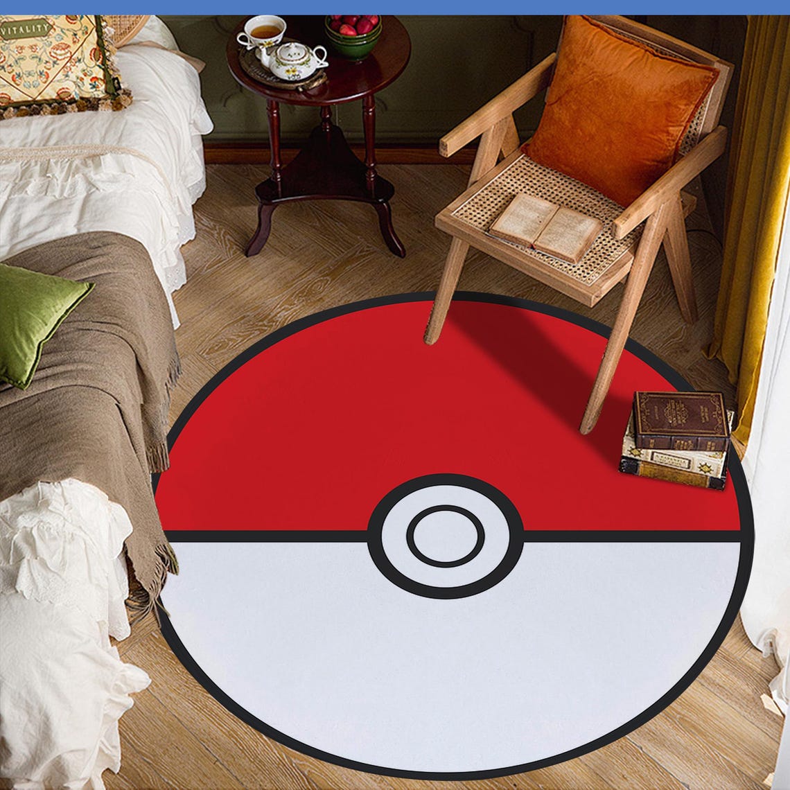 Pokeball Rug, Poke Ball Round Rug, Anime Pokeball Decor, Pokeball ...