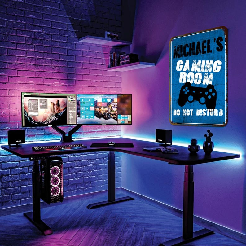 Personalized Game Room Sign, Do Not Disturb Gamer at Work Sign, Man ...