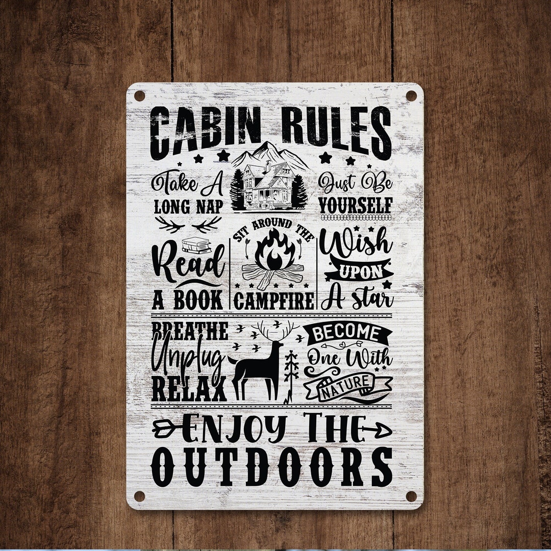 Custom Cabin Sign,rules Sign,cabin Sign Outdoor,rustic Cabin Sign,cabin ...