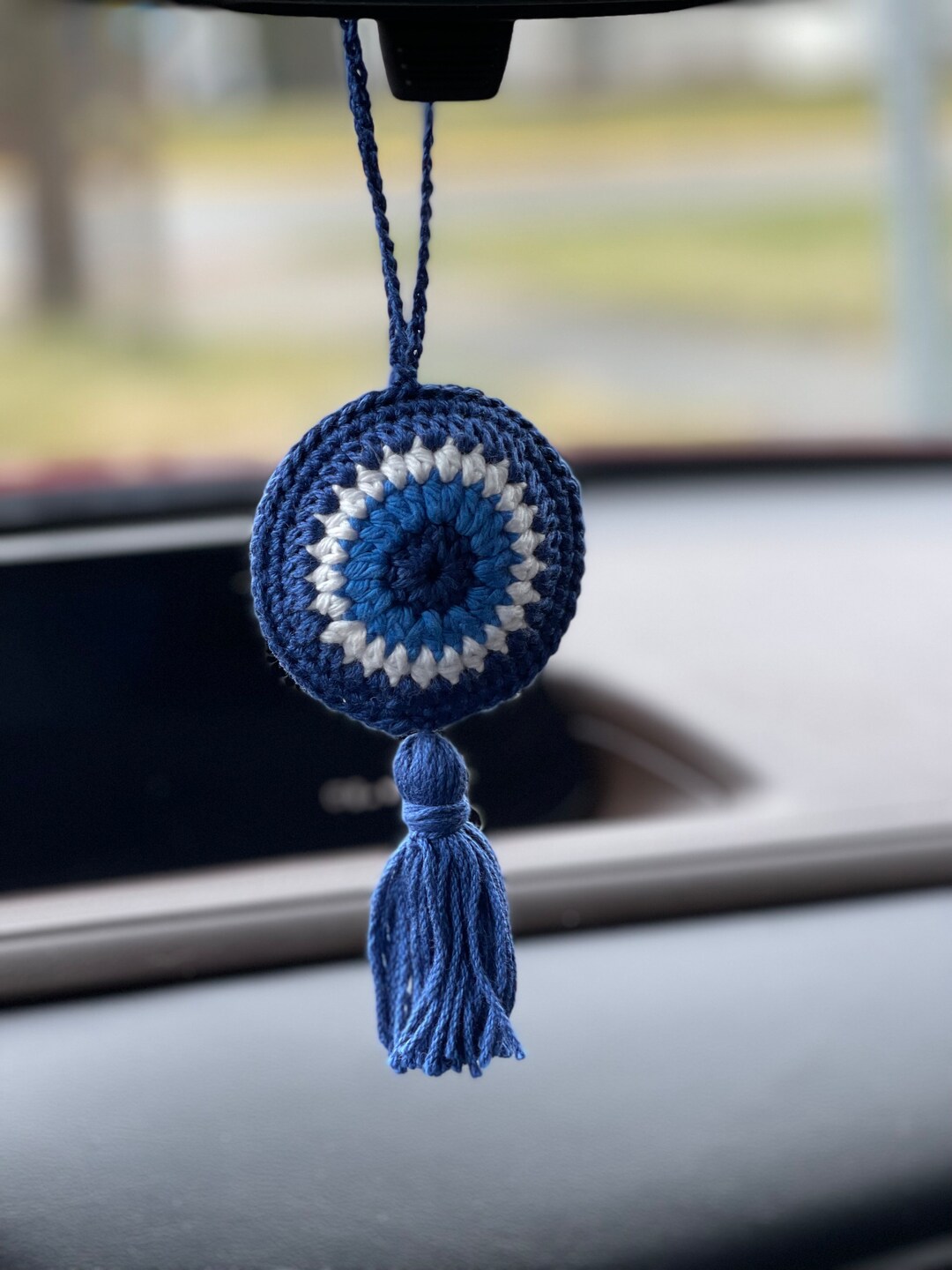Evil Eye Crochet Car Hanger, Nazar, Car Charm, Evil Eye Decor - Etsy