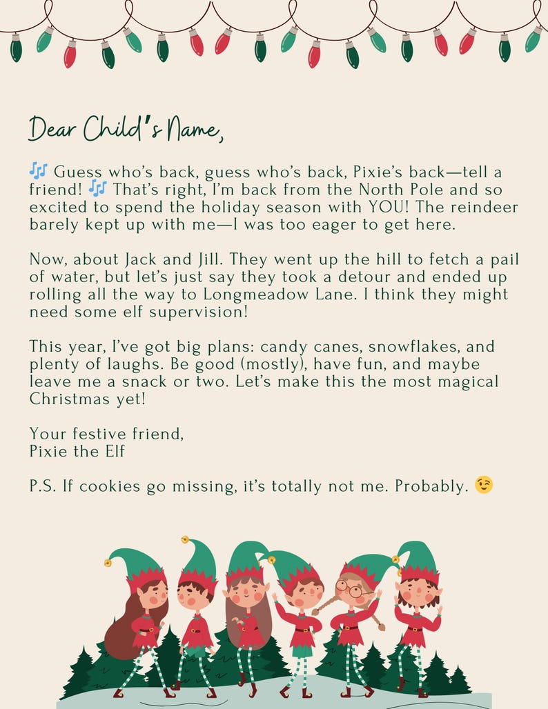 Magical Elf on the Shelf Letter - Personalized Digital Download - Etsy