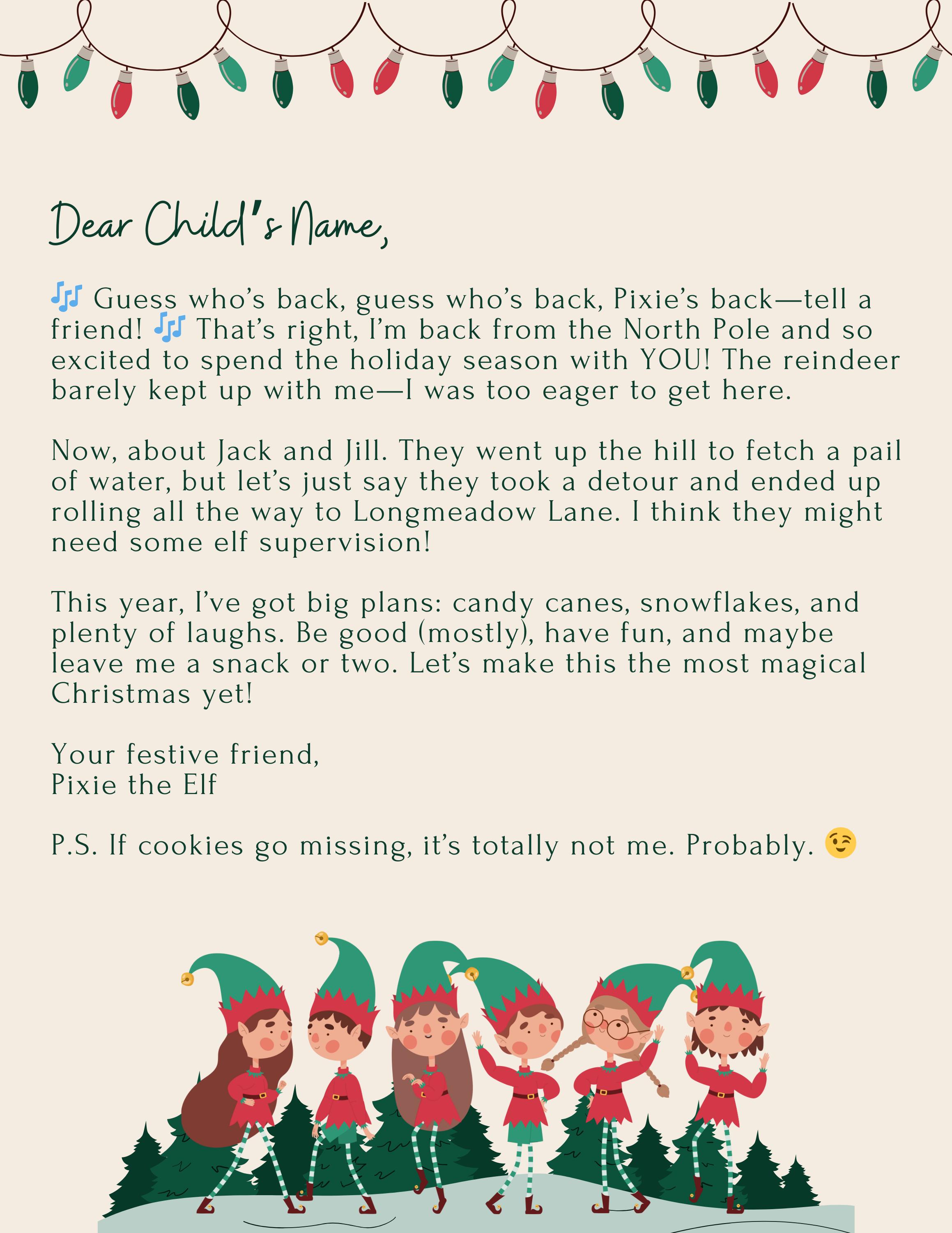 Magical Elf on the Shelf Letter - Personalized Digital Download - Etsy