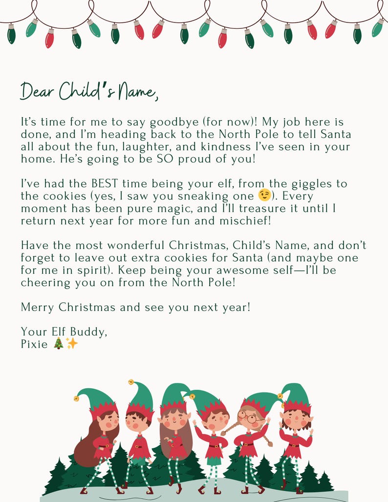 Magical Elf on the Shelf Letter - Personalized Digital Download - Etsy