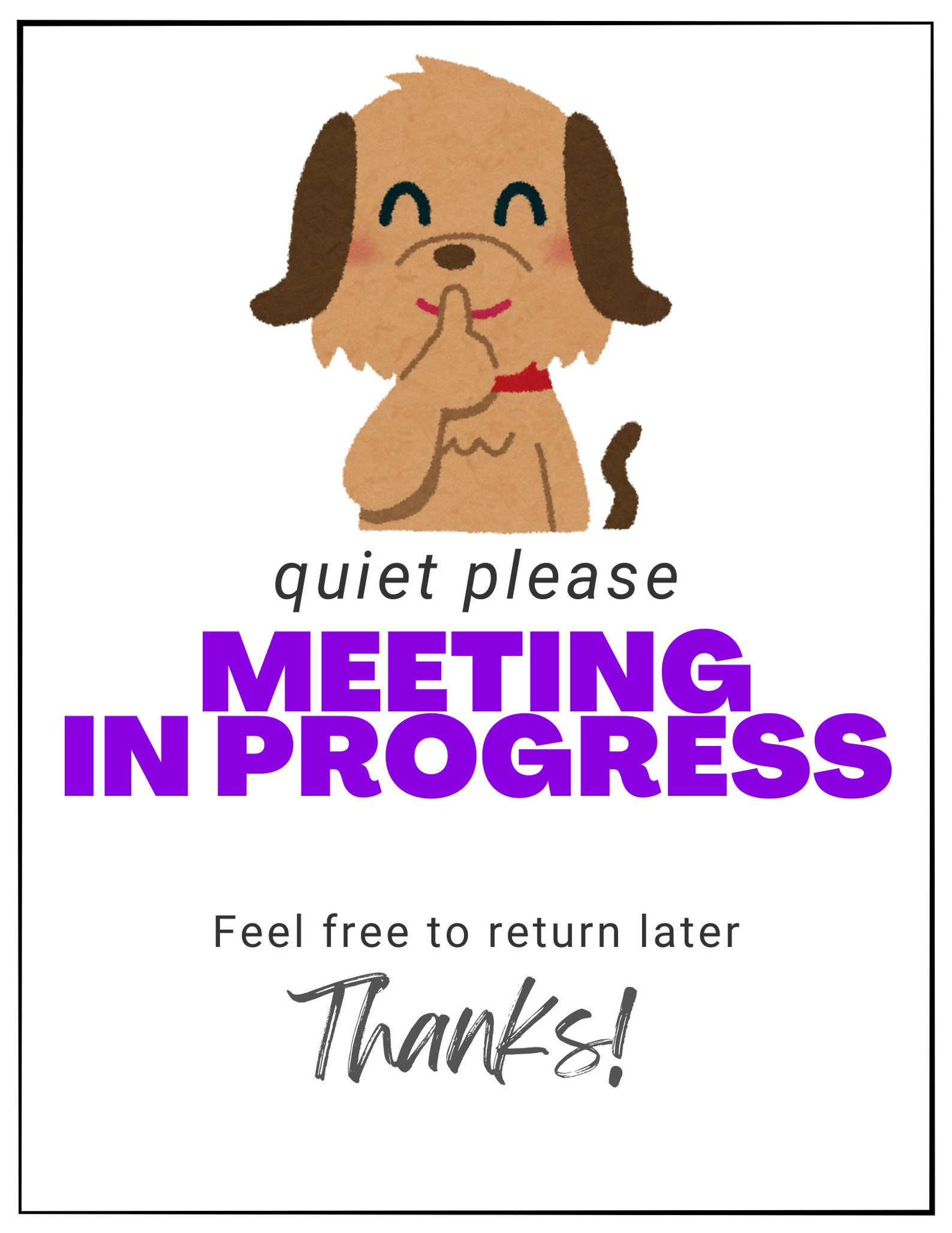 Meeting in Progress / Focus Time in Progress Printable - Etsy
