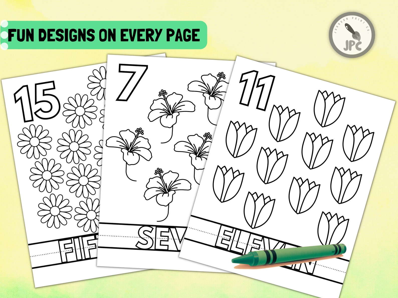 Flower Numbers 1-20 Coloring Book Coloring Pages - Etsy