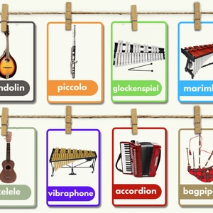 Musical Instruments Flashcards, 36 Music Flash Cards 5x7, Music ...